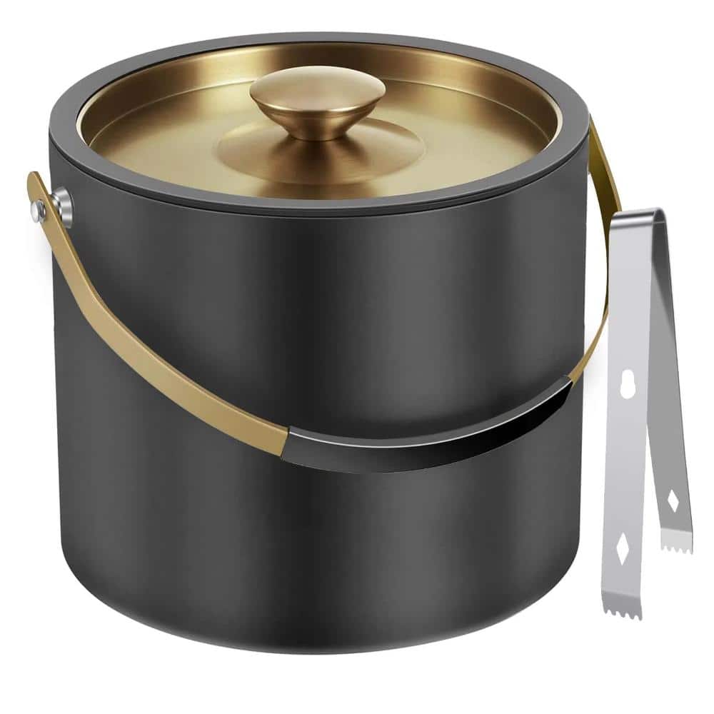 PRIMEPLUS 3. 2 L Black Insulated Ice Bucket with Silicone ...