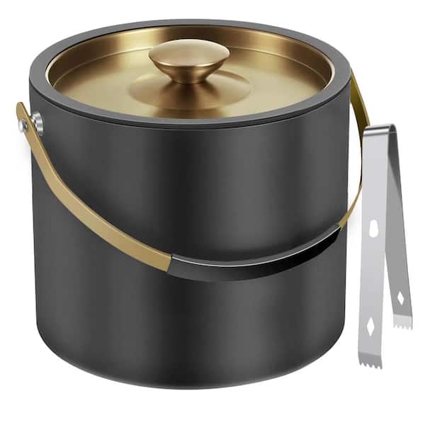 PRIMEPLUS 3. 2 L Black Insulated Ice Bucket with Silicone ...