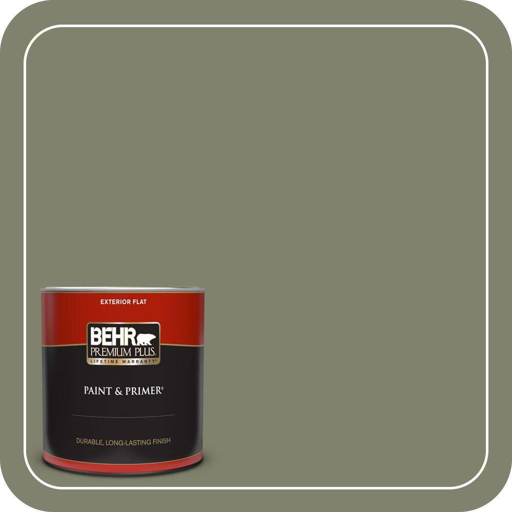 BEHR PREMIUM PLUS 1 qt. #PPU10-18 Lizard Green Flat Exterior Paint ...
