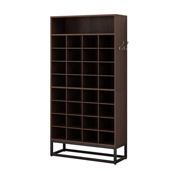 Karl home 60.63 in. H 32-Pair Brown Shoe Rack 476851294675 - The Home Depot