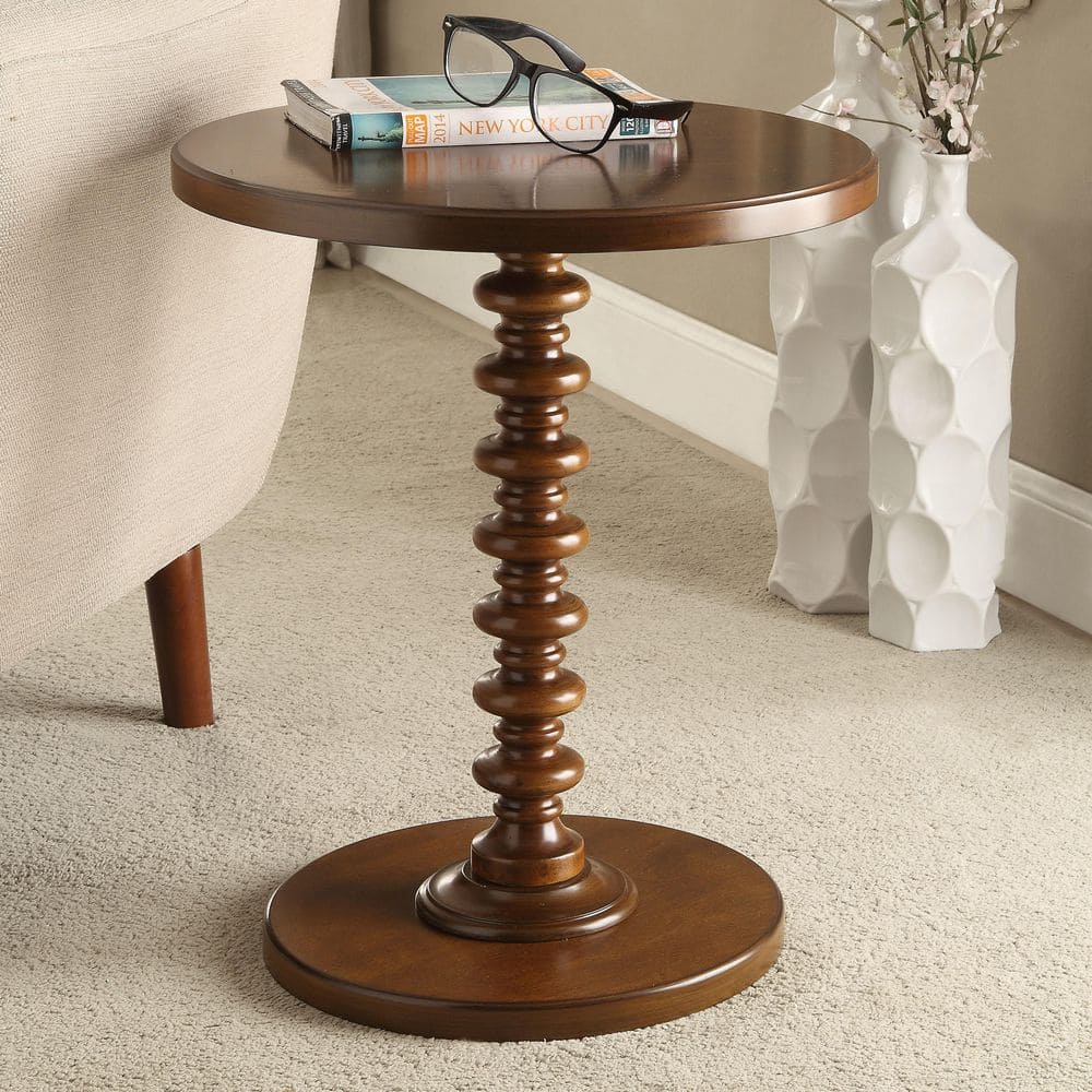Noble House Gaston 17 in. Walnut Round Wood End Table 132558 - The Home ...