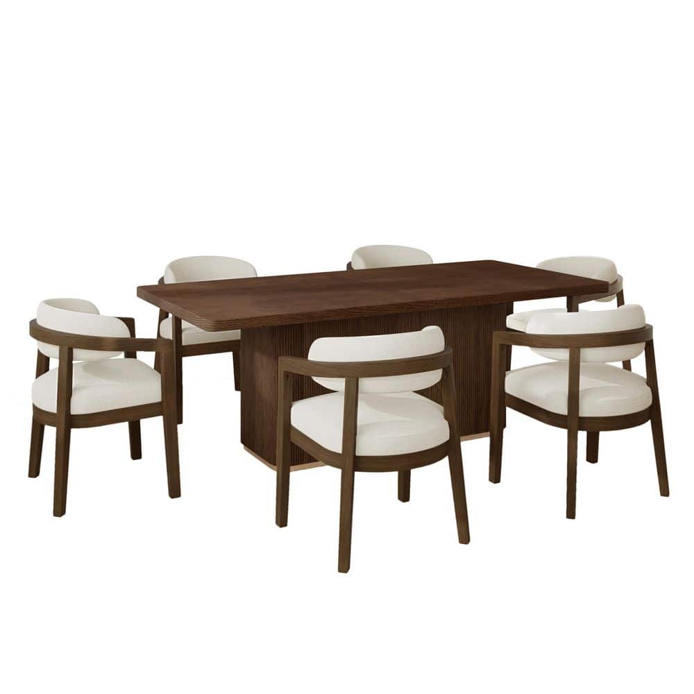 CHRISTOPHER KNIGHT HOME Sawyer Modern 7-Piece Beige plus Walnut Wood ...