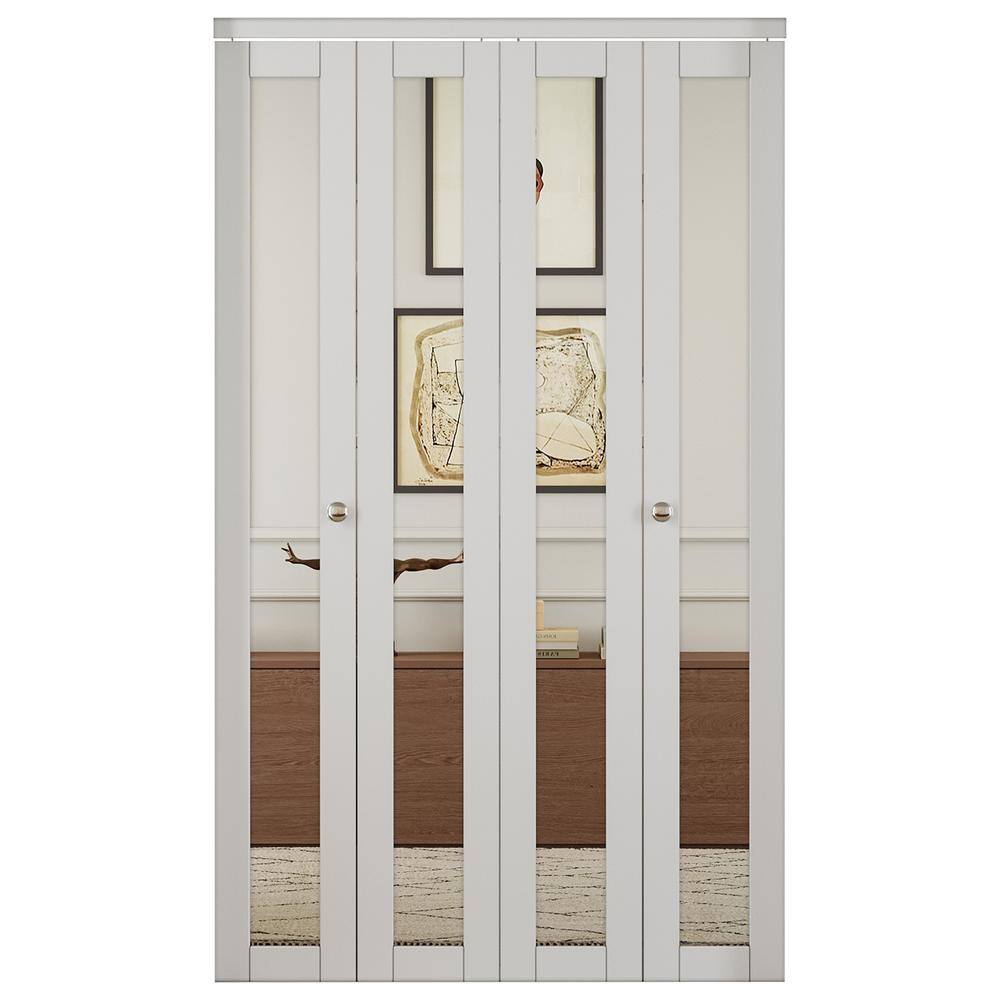 ARK DESIGN 48 in. x 80 in. 1-Lite Mirror and MDF White Solid Core ...