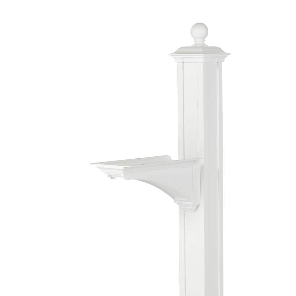 Whitehall Products Balmoral White Deluxe Post and Bracket with Finial ...