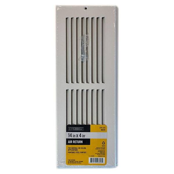 Everbilt 12 in. x 4 in. Steel Return Air Grille in White 71-11204WH ...