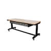 Husky 72 in. W x 24 in. D 2-Drawer Adjustable Height Black Workbench ...