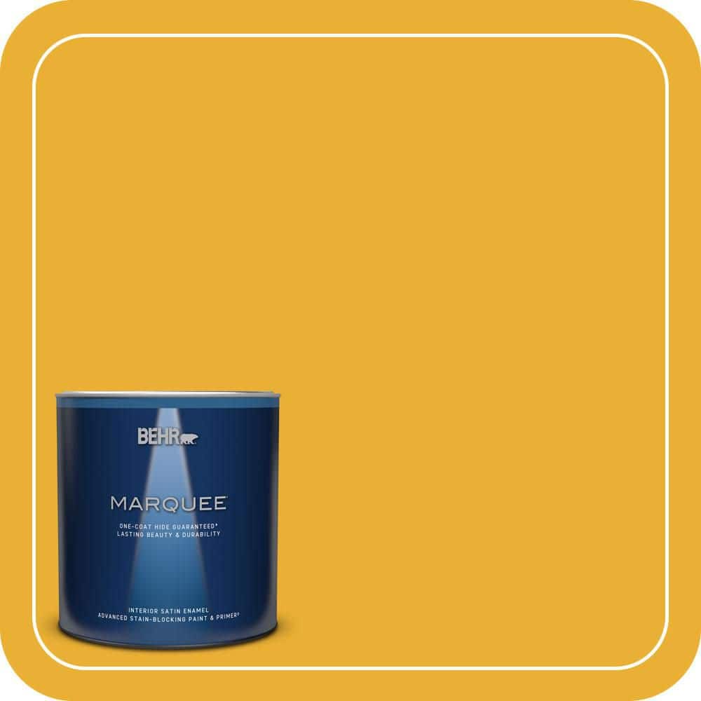 BEHR MARQUEE 1 qt. #P280-7 Midsummer Gold Satin Enamel Interior Paint ...