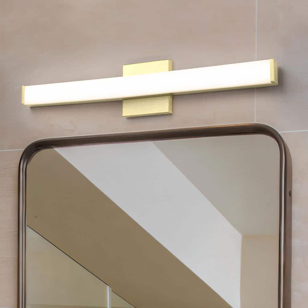 C Cattleya 24 in. Antique Bronze LED Vanity Light Bar Wall Sconce with White Acrylic Shade ...