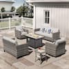 XIZZI Jupiter 6-Piece Wicker Outdoor Patio Fire Pit Seating Sofa Set ...