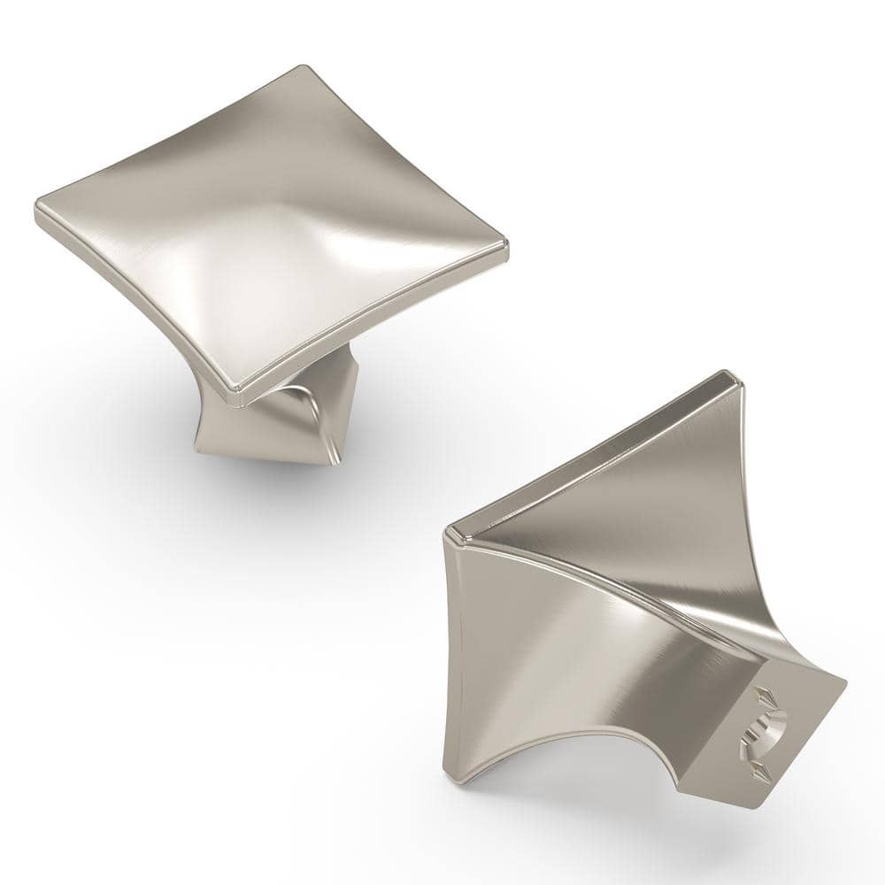 HICKORY HARDWARE Twist Collection Knob 1-1/4 in. Square Satin Nickel ...
