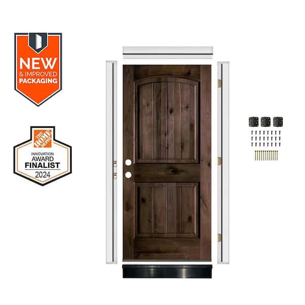 Krosswood Doors 36in.x80in. KnottyAlder 2-Panel RH Arch Top VG Black ...