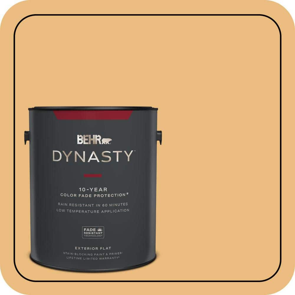 BEHR DYNASTY 1 gal. #310D-4 Gold Buff Flat Exterior Stain-Blocking ...