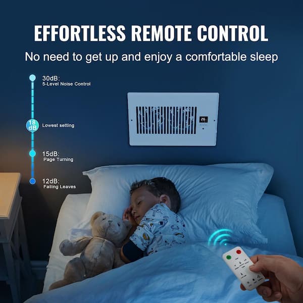 SKYSHALO White Register Booster Fan, Quiet 6 x 10 in. Vent Booster with ...