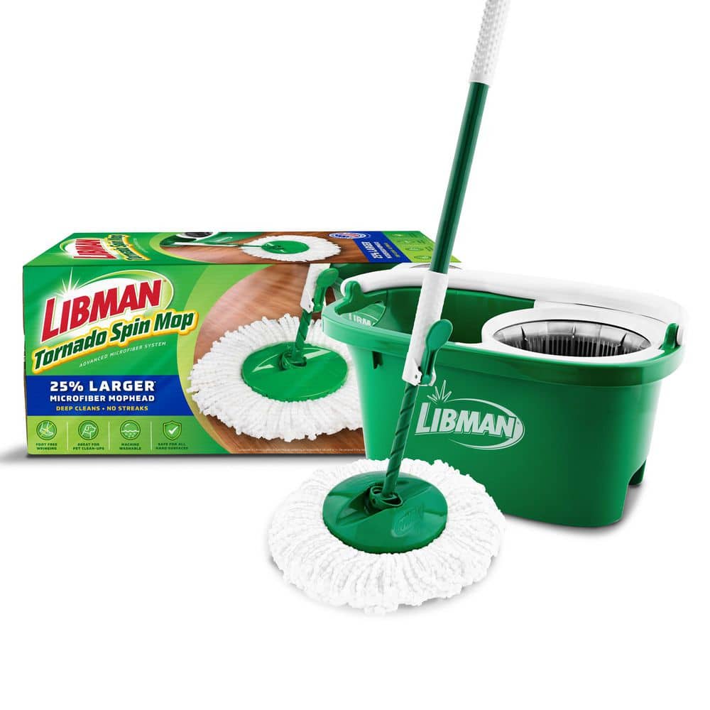 Libman Tornado Spin Mop with Bucket Cleaning System, Microfiber Spin ...