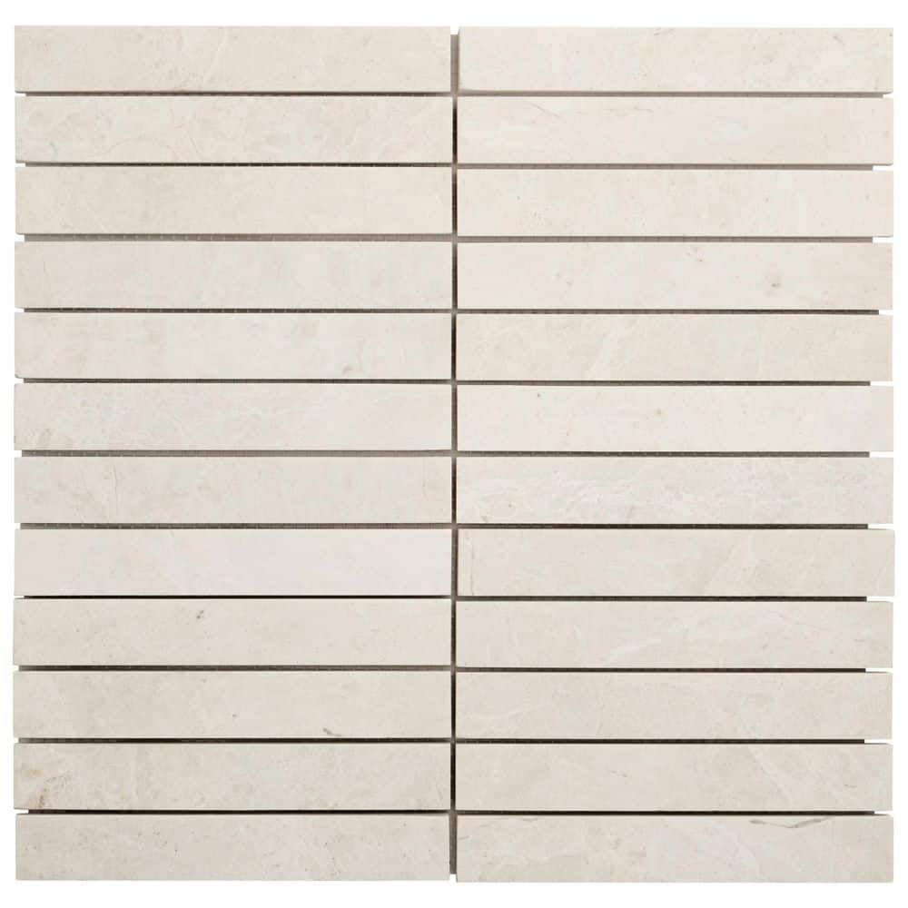 Ivy Hill Tile Vanilla Warm White 4 in. x 0.37 in. Stacked Honed Marble ...