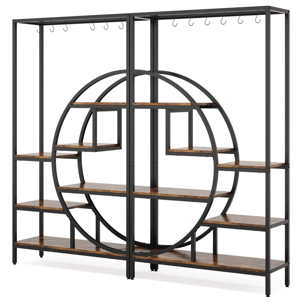 BYBLIGHT Wellston 70.87 in. Brown Black Rectangle Tall MDF and Metal ...