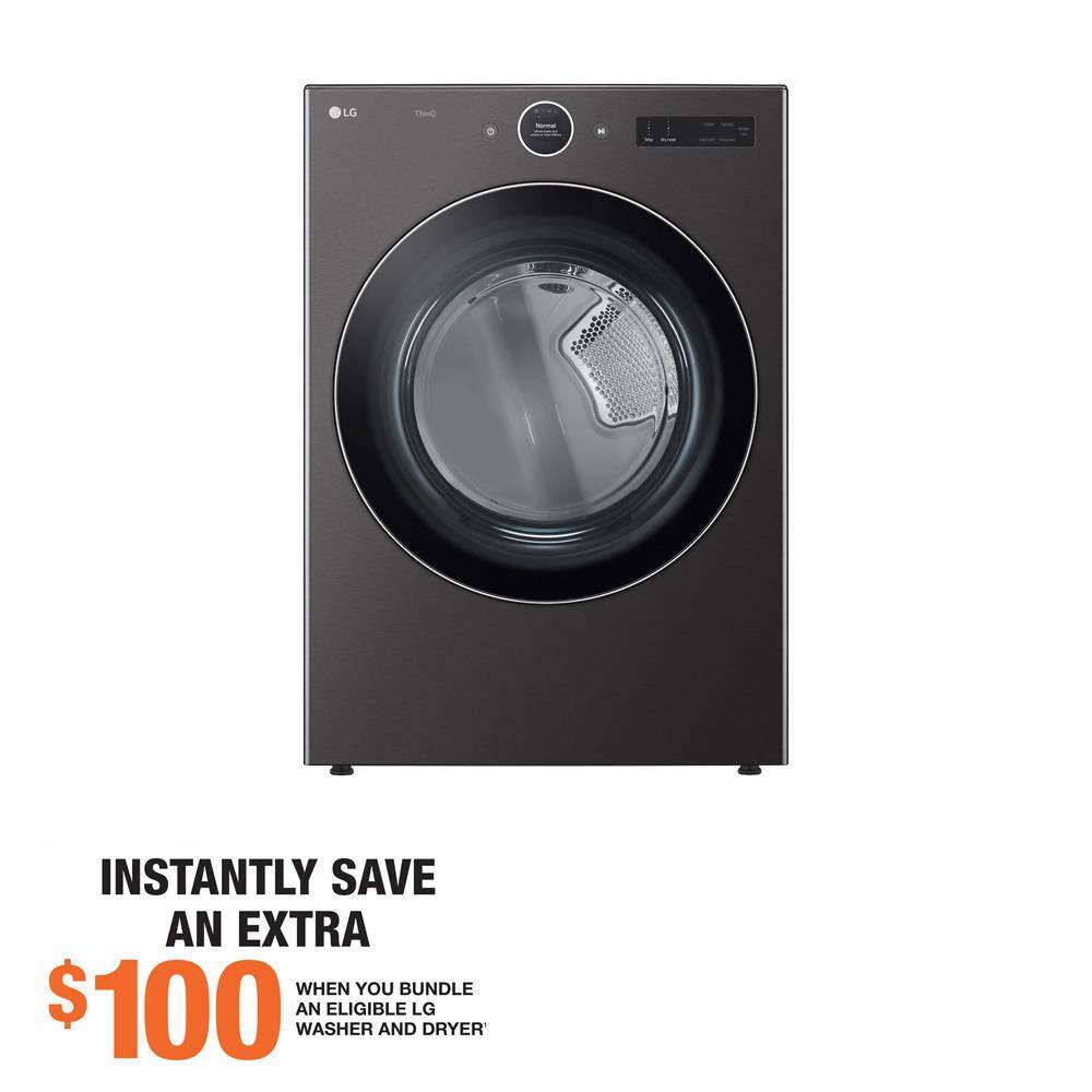 LG 7.4 cu. ft. Vented Stackable SMART Electric Dryer in Black Steel ...