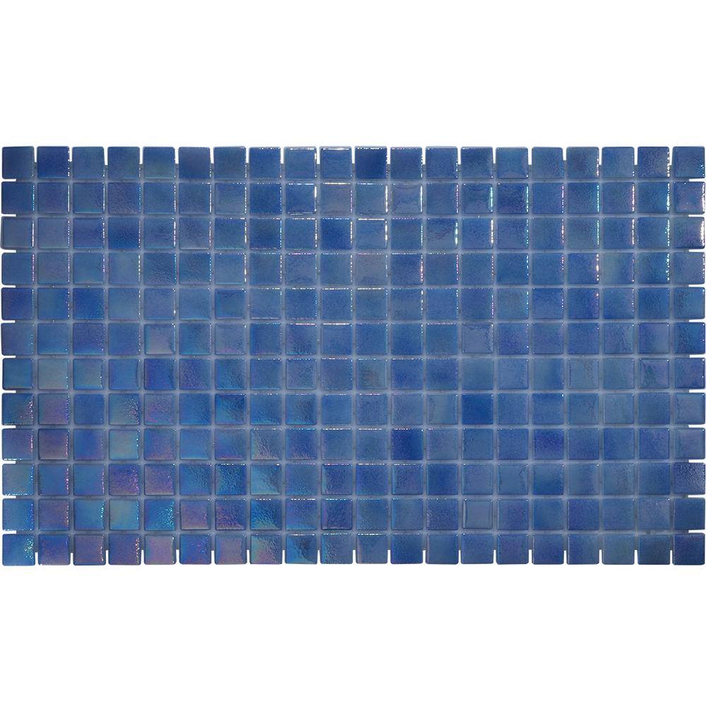 The Tile Doctor 6 in. x 6 in. Unconditional Blue Glossy Glass Chip Wall ...