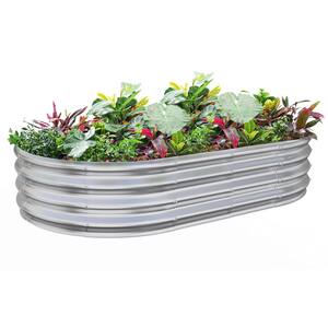 Primehome 4 ft. x 2 ft. x 1 ft. Galvanized Steel Oval Raised Garden Bed ...