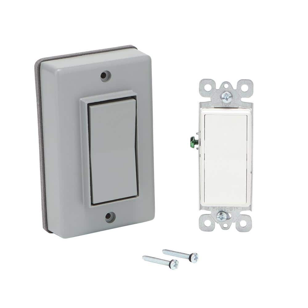 Commercial Electric 1-Gang Metal Weatherproof Single Decorator Switch ...