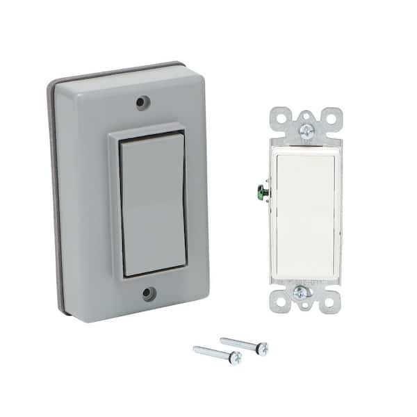 Commercial Electric 1-Gang Metal Weatherproof Single Decorator Switch ...