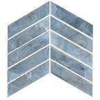 MSI Take Home Tile Sample-Blue Shimmer Chevron 4 in. x 4 in. Glass Mesh ...
