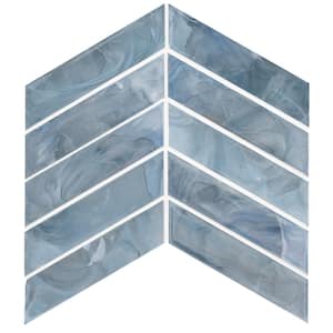 MSI Take Home Tile Sample-Blue Shimmer Chevron 4 in. x 4 in. Glass Mesh ...