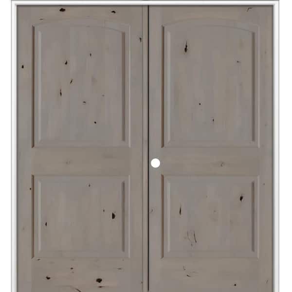 Krosswood Doors 56 in. x 80 in. Rustic 2-Panel Arch Top Universal ...
