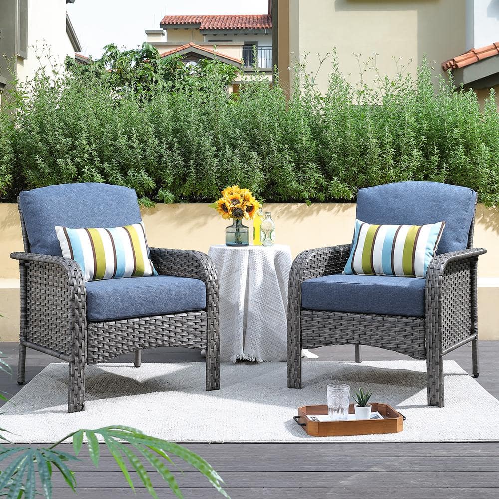 Toject Denali Gray Modern Wicker Outdoor Lounge Chair Seating Set with ...