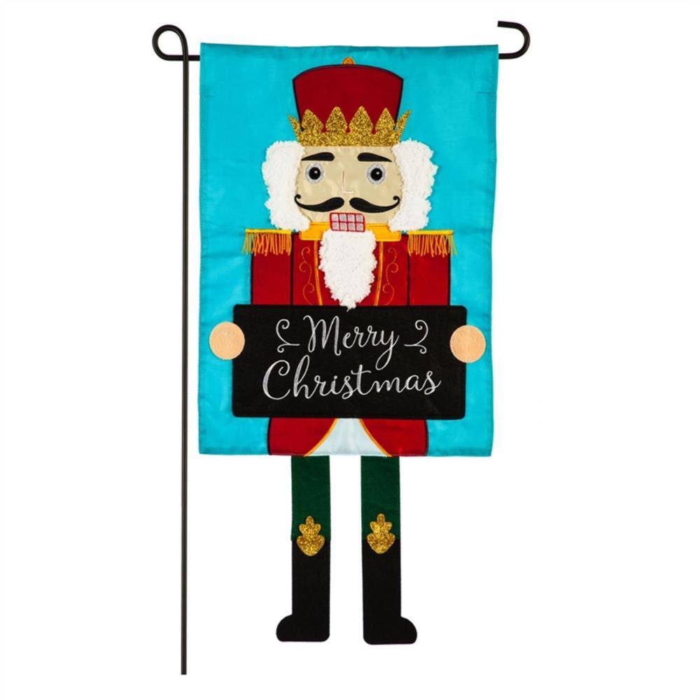 Evergreen 12.5 in. x 18 in. Christmas Nutcracker Garden Applique Flag ...