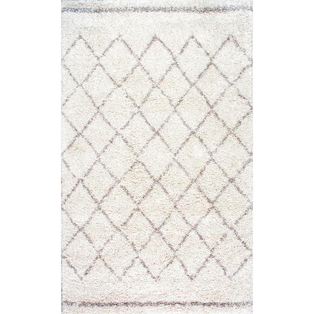 nuLOOM Edwin Plush Shag Natural 9 ft. x 12 ft. Area Rug BDAD01A-860116 ...