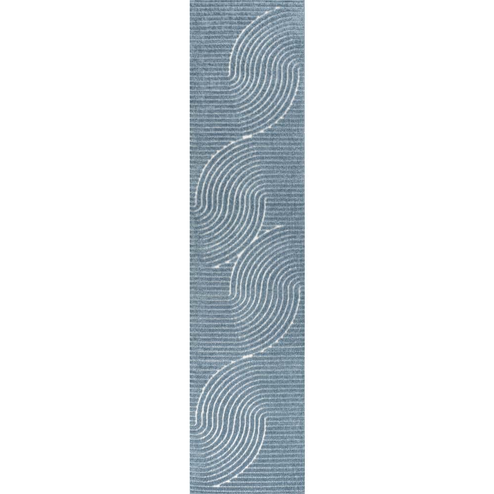 JONATHAN Y Hallie High-Low Minimalist Curve Geometric Dark Blue/Cream 2 ...