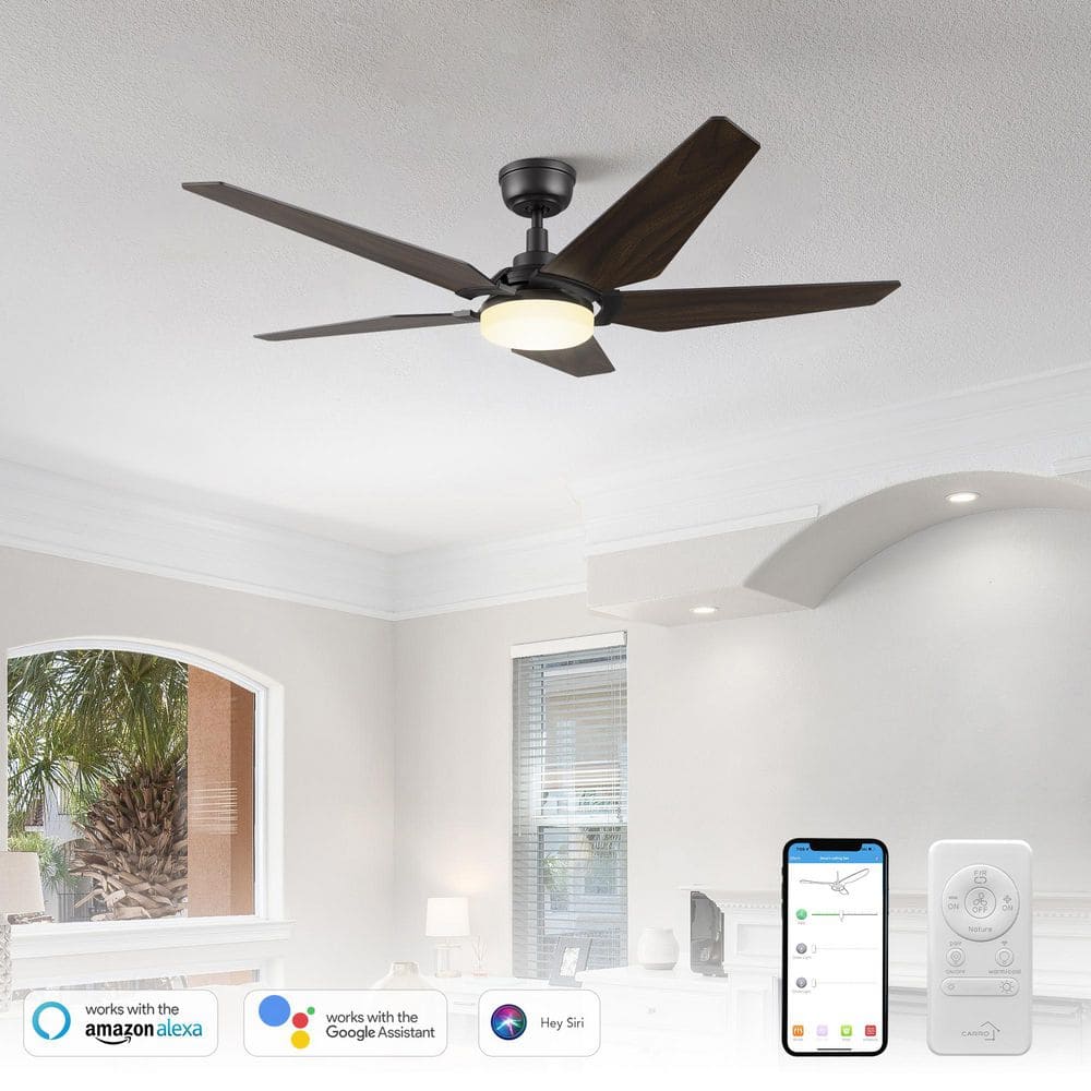 CARRO Voyager 52 in. Dimmable LED Indoor/Outdoor Black Smart Ceiling ...