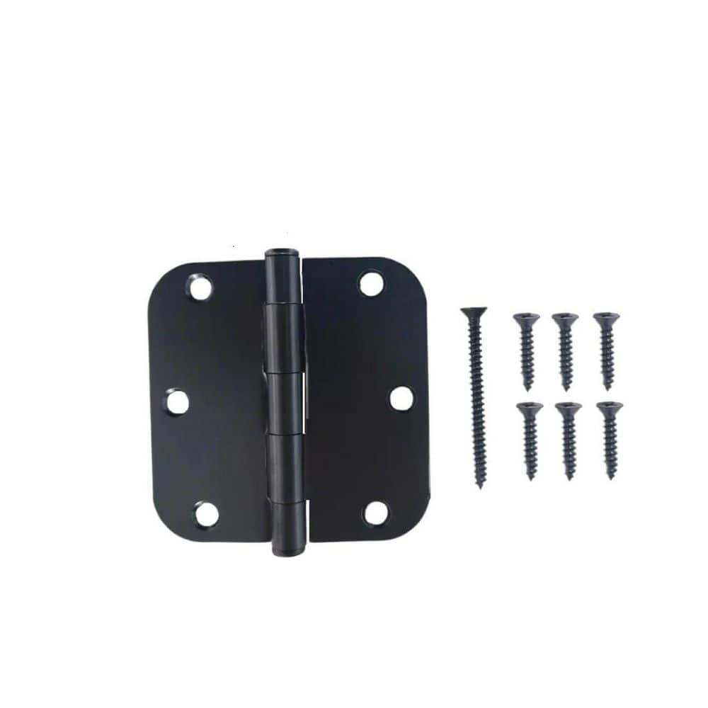 Everbilt 3-Pack 3-1/2 in. x 5/8 in. Radius Matte Black Butt Door Hinge ...