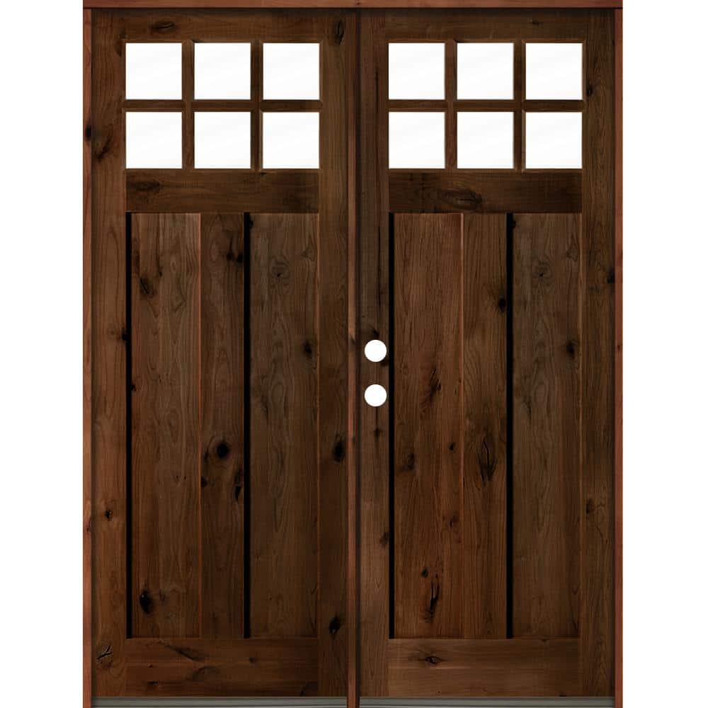 Krosswood Doors 64 in. x 96 in. Knotty Alder Right-Hand/Inswing Double ...