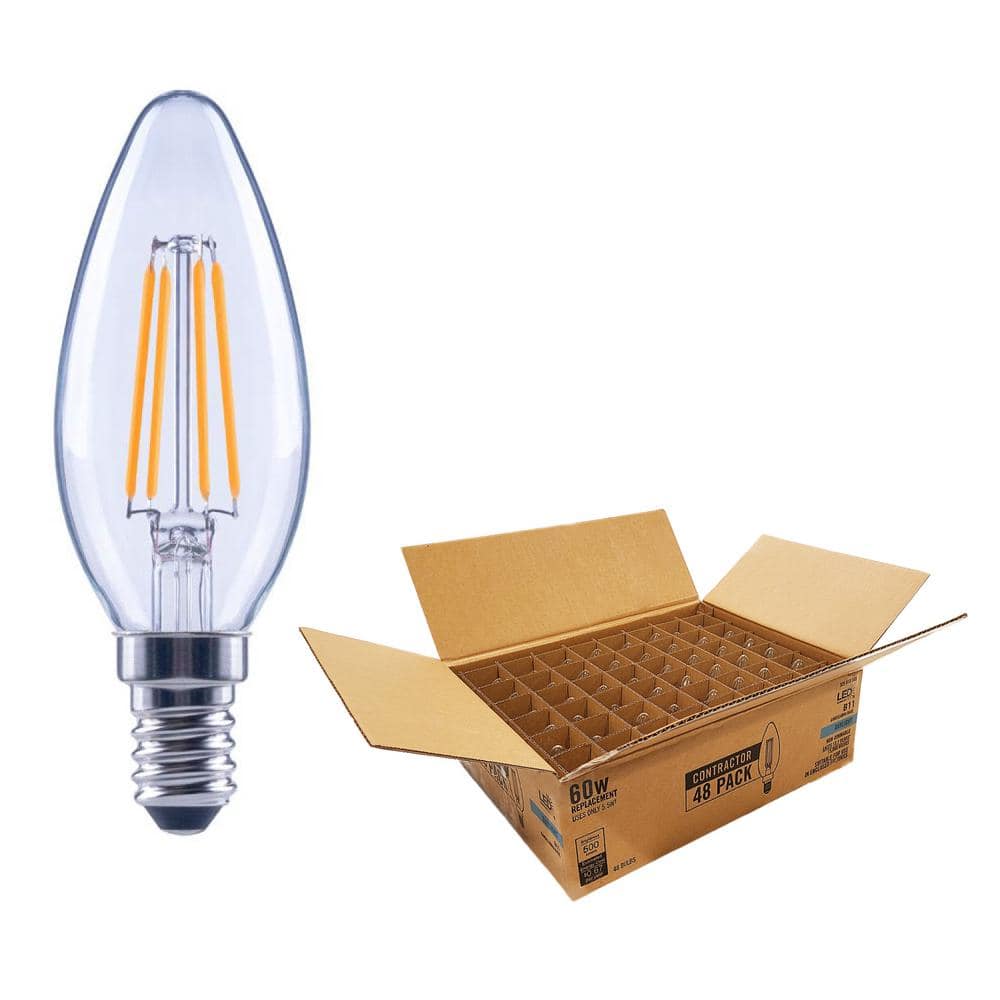 EcoSmart 60-Watt Equivalent B11 Glass Filament Non Dim CEC Title 20 ...