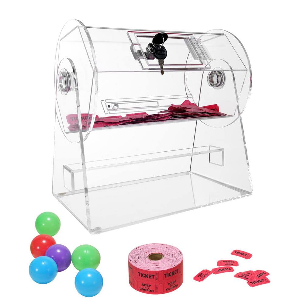 SKYSHALO Acrylic Raffle Drum, Professional Raffle Ticket Spinning Cage ...