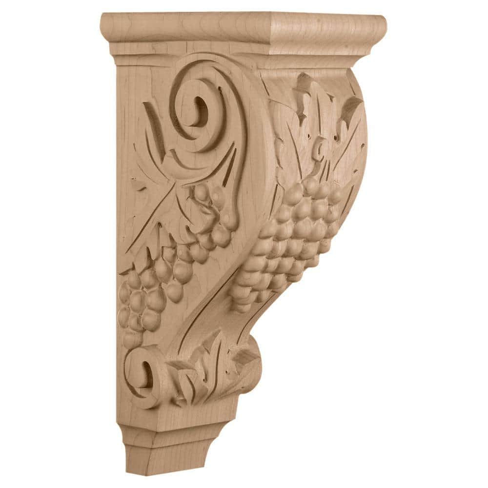 Ekena Millwork 5 in. x 7-1/2 in. x 14 in. Red Oak Large Grape Corbel ...