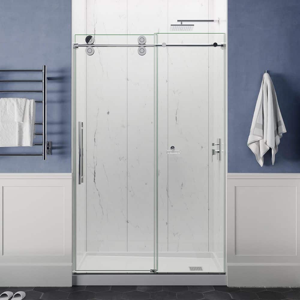 Reviews for ANZZI Ozean 56 to 60 in. W x 76 in. H Frameless Sliding ...