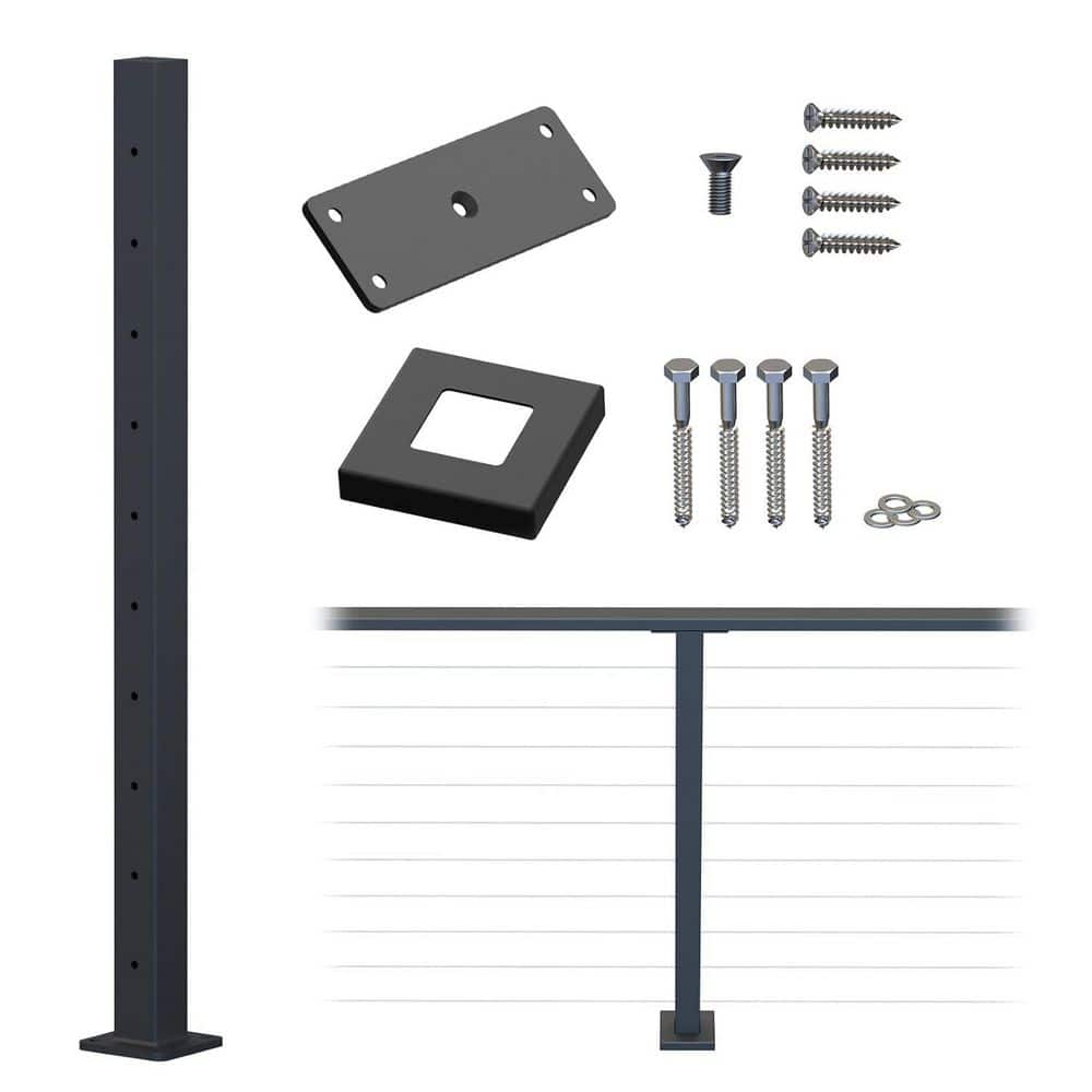 Afoxsos 36 in. H x .32 in. W Black Steel Stair Railing Kit SA1022072 ...