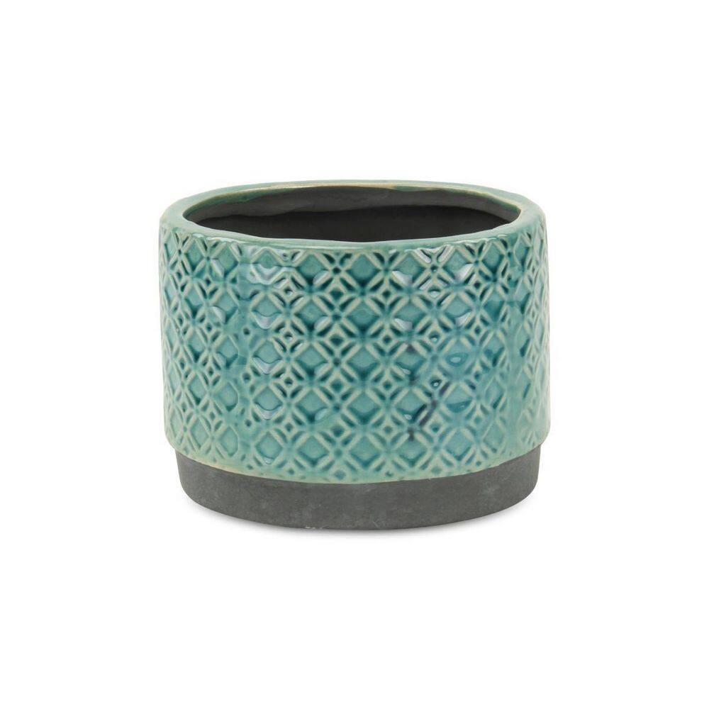 HomeRoots 6.5 in. x 4.75 in. Turquoise Indoor/Outdoor Ceramic ...