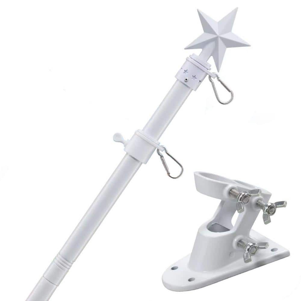 Angel Sar 5 ft. House Flag Pole Kit with Tangle Free Flagpole Rings and ...