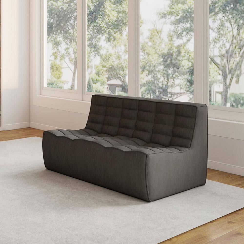 Magic Home 55 in. Black Modular Fireside Lazy Floor Sofa Couch Linen 2 ...