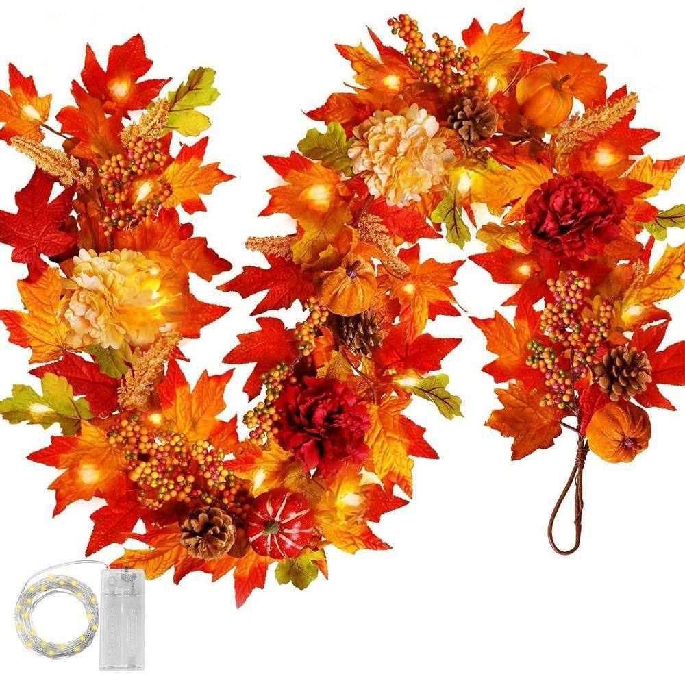 2-Piece Set 6 ft. Artificial Fall leaf Garland LX0152 - The Home Depot