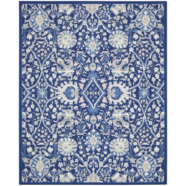 Nourison Whimsical Navy Multicolor 8 ft. x 10 ft. All-Over Design ...