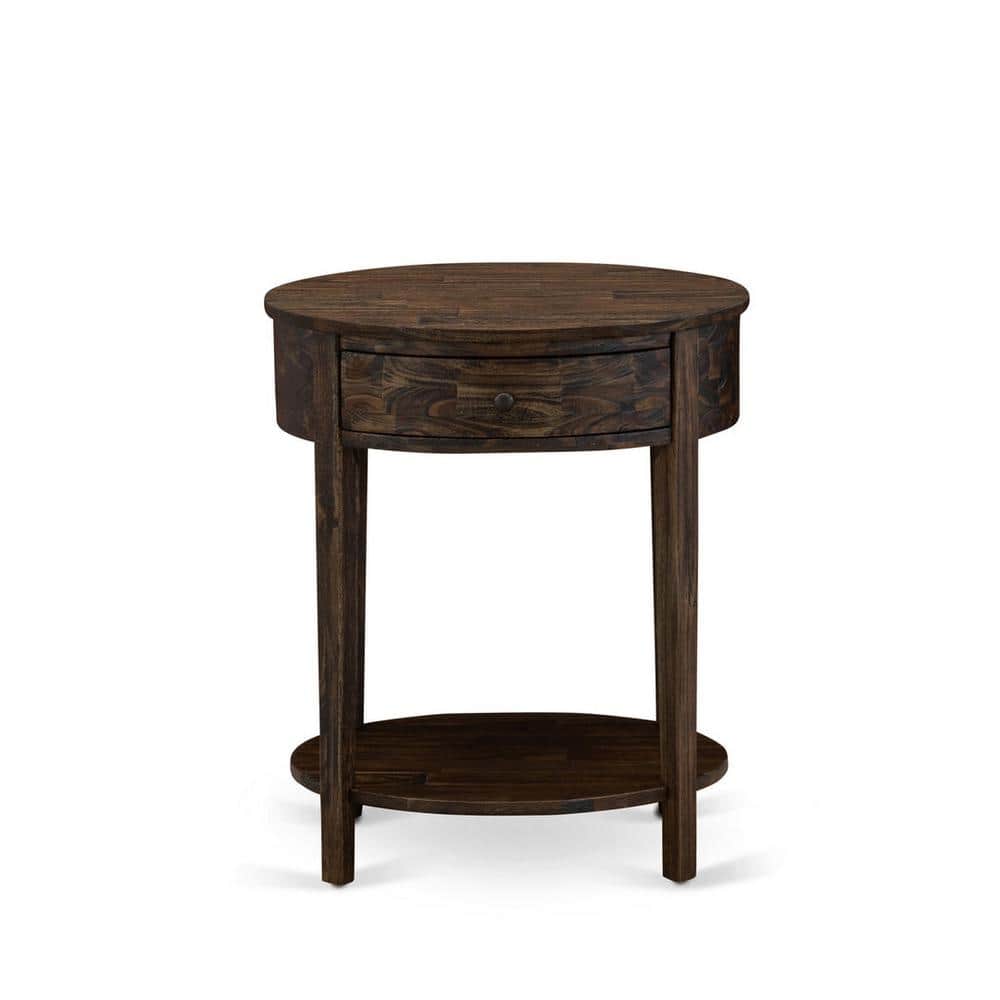 HOME IMPORTS EMPORIUM 24 in. W Distressed Jacobean Finish, Round Wood ...