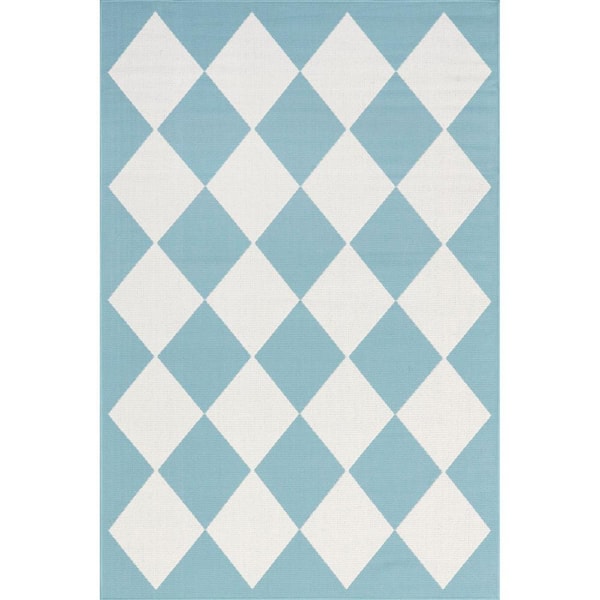 nuLOOM Sabina Diamond Trellis Teal 5 ft. x 8 ft. Indoor/Outdoor Area ...