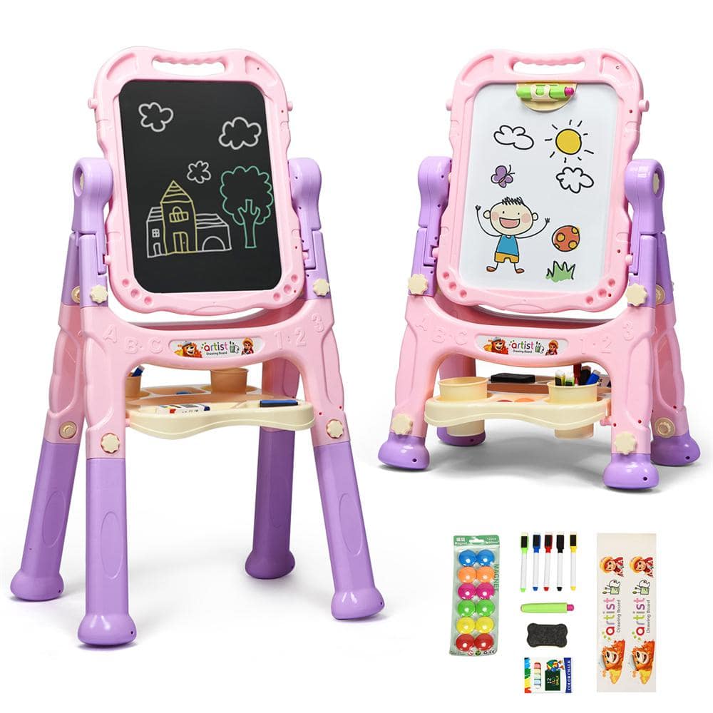 HONEY JOY Kids Art Easel Freestanding Art Drawing Board Portable ...