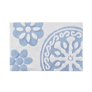 Madison Park Ethan 20 in. x 30 in. Blue Tufted Cotton Rectangle Bath ...
