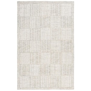 SAFAVIEH Abstract Brown/Ivory 8 ft. x 10 ft. Checkered Unitone Area Rug ...